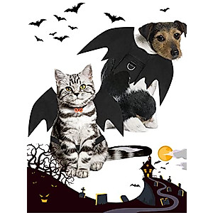 Halloween Dog Bat Wings Costume, Pet Halloween Cosplay Party Dress Up Costume for Small Dogs and Cats(S) Black
