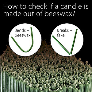 Danilovo Pure Beeswax Candles - No-Drip, Smoke-Less, Tall, Thin Taper Candles – Decorative Candles for Church Prayer, Decor or Birthday Candles – Honey Scented Candles – 6.4”x0.22” (Green, 50pcs)