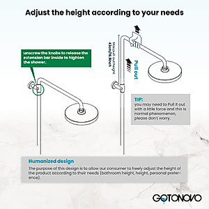 gotonovo Outdoor Shower Faucet Sets Brushed Nickel 304 Stainless Steel Shower Head with 2 in 1 Cylinder Handheld Spray 2 Function Exposed Shower Combo Set Wall Mount Single Handle