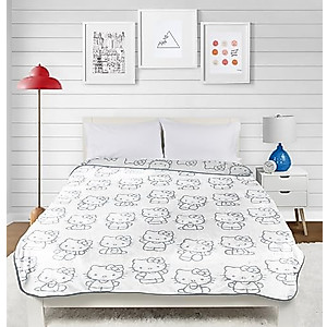 Hello Kitty White Kitties Plush Blanket - Measures 60 x 90 Inches, Kids Bedding - Super Soft Fleece Bedding