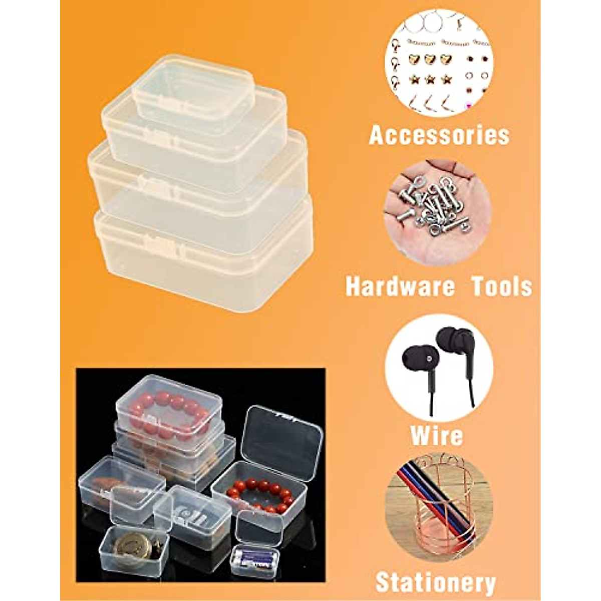 Clear Plastic Beads Storage Containers Empty Mini Storage Containers Box,Beads Storage Box with Hinged Lid Plastic Storage Containers with Lids for Pins, Small Items,Beads,Earplugs (28 Pack)