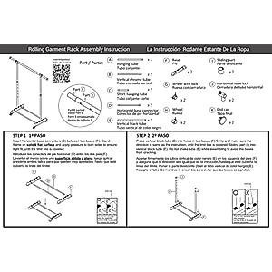 ArmiStore Metal Chrome Adjustable Rolling Garment Rack, Black