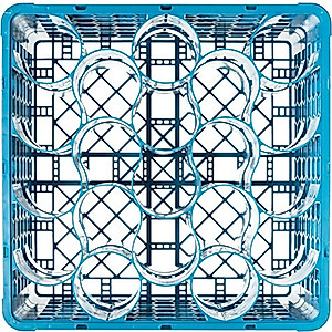 Carlisle FoodService Products RW20-314 OptiClean NeWave Polypropylene 20-Compartment Glass Rack with 4 Extenders, 19-3/4" Length x 19-3/4" Width x 10.30" Height, Blue (Case of 2)
