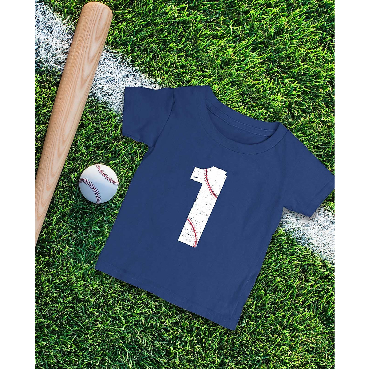 Baseball Number 1 1st Birthday Shirt Gifts for One Year Old Infant Kids T-Shirt 12M Navy