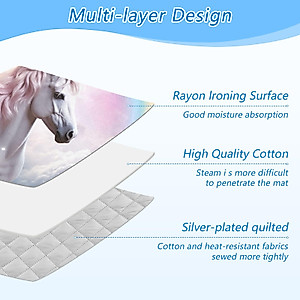 GOODOLD Rainbow Unicorn Ironing Mat Portable Travel Ironing Pad for Washer,Dryer,Table Top, Iron Board Alternative Cover, Large Heat Resistant Ironing Blanket