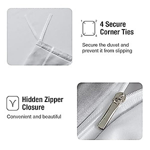 Lekesky Grey Duvet Cover Queen Size, Comforter Covers Queen 3pc Soft 100% Washed Microfiber Breathable Bedding Duvet Cover Set with Zipper Ties (1 Comforter Cover 90x90 +2 Pillow Cases)