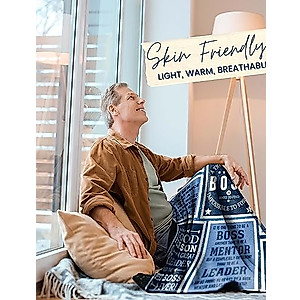Boss Gifts from Employees, Bosses Day Gifts for Men, Bed Flannel Plush Throw Blankets (50"x 65") Christmas Office Gift Idea on Boss Day, Birthday, Appreciation, Retirement, Amazing Boss-Blue
