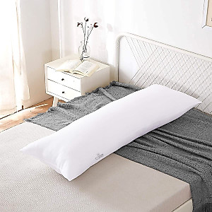 SGI Body Pillow Cover, 100% Smooth Egyptian Cotton 600 TC, Luxurious, Breathable, Cooling Body Pillow Cover, Solid White, 21x56, Pack of 1 Envelope Style