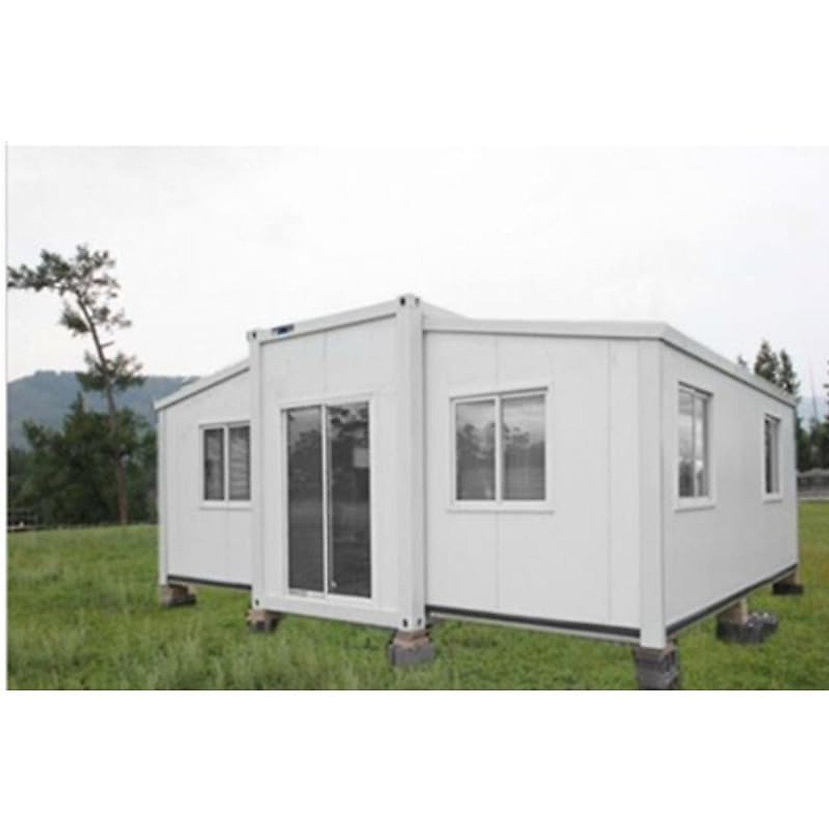 Mobile Expandable Prefab House with Restroom，Outdoor Storage Shed Tiny Home, Modern Sturdy Steel Storage House with Lockable Door and Window(19 x 20FT)