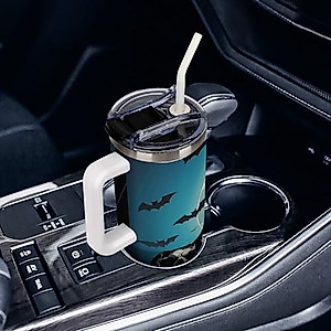 QWJKM Vampire Fangs Tumbler with Handle Large Insulated Car Cup 40 OZ Stainless Steel Travel Mug Leak Proof Water Bottle with Lid And Straw for Car Home Office Gifts