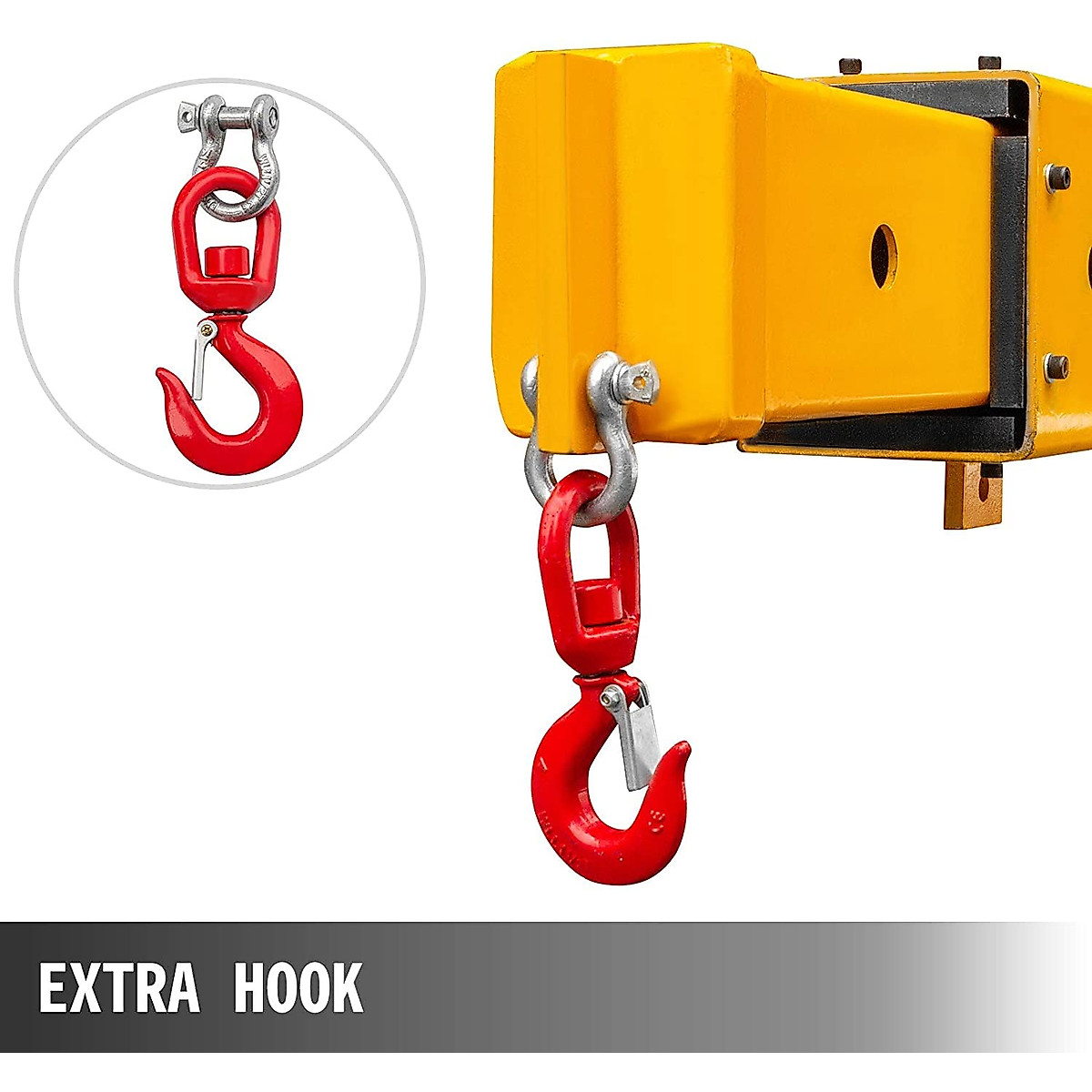 BestEquip Forklift Jib Boom Crane, Heavy Duty Fork Mounted Telescoping Crane Jib Boom 6000lbs/3T Capacity, Forklift Mobile Crane with 2 Hooks for Warehouse or Factories