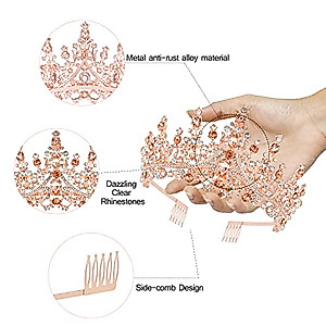 Birthday Sash and Tiara for Women Rose Gold Glitter Crystal Tiara & "Birthday Queen" Sash Set Birthday Crown and Sash for Girls Princess Birthday Decorations Party