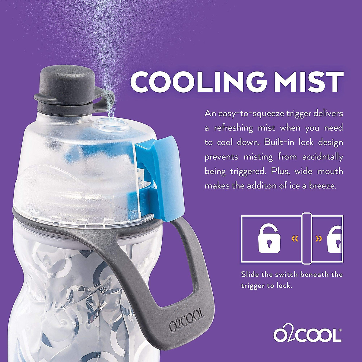 O2COOL Mist 'N Sip Misting Water Bottle 2-in-1 Mist And Sip Function With No Leak Pull Top Spout Reusable Sports Water Bottle - 20 oz (Patriot)