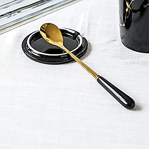 Fullcci -15oz Aquarius Birthday Gift Ceramic Creative Constellation Zodiac Coffee Mug Set Capacity Upgrade Tea Cup for Cocoa Water Milk Juice (Aquarius-Black Gold)