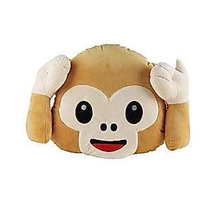 Overstock Monkey Pillow See No Evil Speak No Evil Hear No Evil Emoji Plush Tan Speak no Evil Polyester