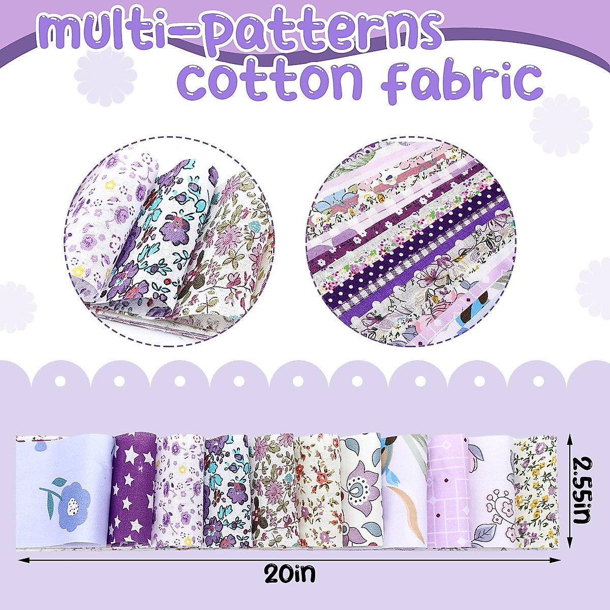 Ganeen 100 Pcs Cotton Fabric Patchwork Quilting Strips 2.56 Inch Precut Patchwork Roll Japanese Style Cotton Fabric Quilting Fabric Strips Craft for DIY Craft Sewing (Exquisite Floral)