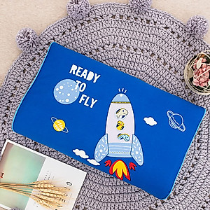 Latex Pillows for Sleeping, 17X10X2.3 inch Latex Pillow with Pillowcase, Latex Pillows Organic Cotton Cover, Soft, Breathable Bed Pillow, Washable Zippered Soft Cover (Blue)