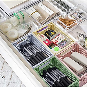 Xhwykzz 4 Pack Mini Foldable Plastic Small Baskets for Organizing and Storage, Collapsible Storage Crate for Home Bedroom Office Classroom Drawer Organizers (5.9x3.9x2.2in) Mini Size