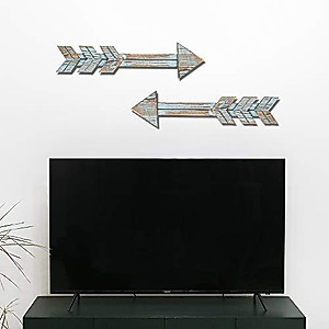 YXMYH Arrow Decor, Blue Wood Arrow Sign Wall Decor - Decorative Farmhouse Home Wall Hanging Decor, 2 Pack