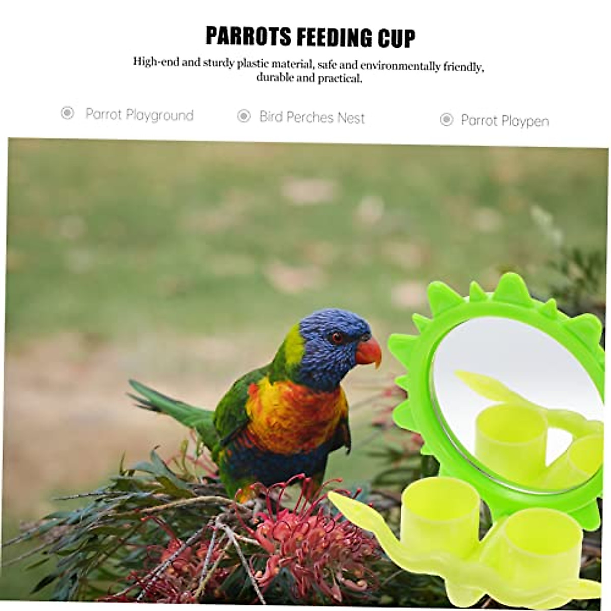 BESPORTBLE Parrot Food Box Food Toy Hanging Food Container Pet Birds Supplies Bird Mirror for Cage Hanging Parrots Feeder Pet Food Containers Birds Feeder Brain Toy Pet Toys Green Plastic