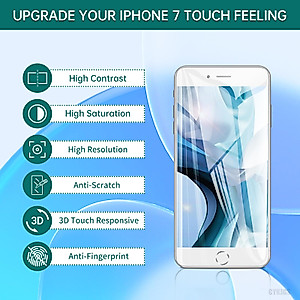 CYKJGS for iPhone 7 Screen Replacement White with Home Button 4.7" 3D Touch LCD Display Digitizer Full Assembly with Front Camera Ear Speaker Front Glass Fix Tools Repair Kit for A1660, A1778, A1779