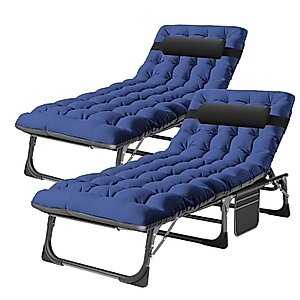 DoCred Folding Chaise Lounge Chair, Folding Cot, 5-Position Adjustable Heavy Duty Patio Chaise Lounges for Outside, Poolside, Beach, Lawn, Camping