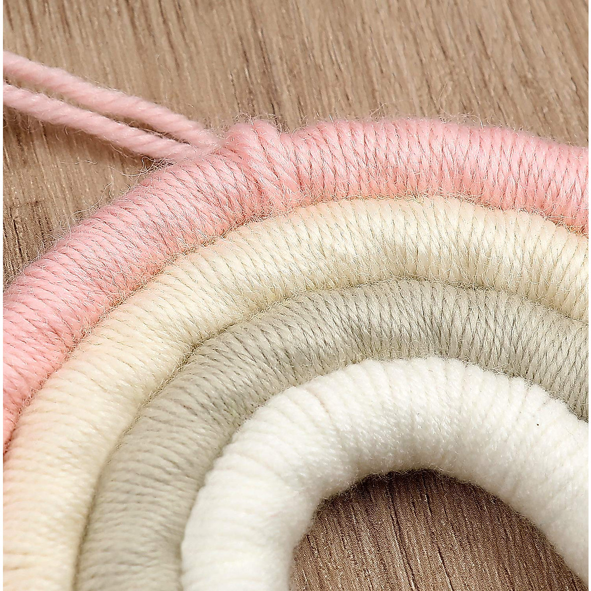 YMVV Rainbow Macrame,Woven Boho Rainbow Wall Hanging with Tassels,Cute Wall Decor for Nursery,Suitable for Festival Ornaments Baby Shower Wedding Pink Rainbow Decor(5.5 x 0.5 x 5)