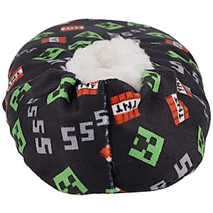 Minecraft Sock Slippers for Kids, Allover Creeper Video Game Print, Black, Size Medium (10-13 Little Kid)