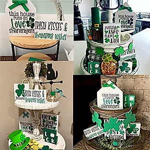 41PCS St Patricks Day Tiered Tray Decor,St Patricks Day Decor,Irish Decor for Home,Shamrock St. Patrick's Day Farmhouse Rustic Wood Signs Irish Themed Centerpieces for Office Kitchen Table Party Decor