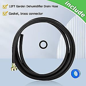 7507100 Dehumidifier Drain Hose, Garden Hose 3/4 in x 12 ft,Brass Interface with a Rubber Seal 100% Prevent Water Leakage.