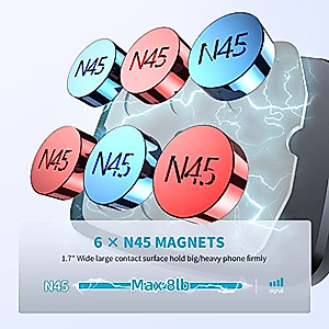 APPS2Car Magnetic Car Phone Mount with 13-inch Flexible Long Arm & 6 Strong Magnets, Anti-Shake Cell Phone Holder for Truck Car Windshield Dashboard, Strong Suction Car Mount for iPhone Smartphones