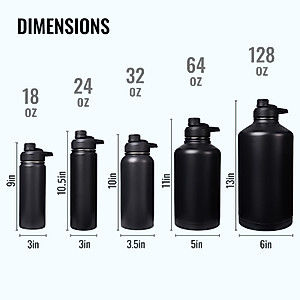 Fijinhom 24oz Insulated Water Bottle with Handle, Stainless Steel Water Bottles with Wide Mouth, Double Wall Vacuum Sports Water Bottle, BPA Free, Keep Cold and Hot, Black