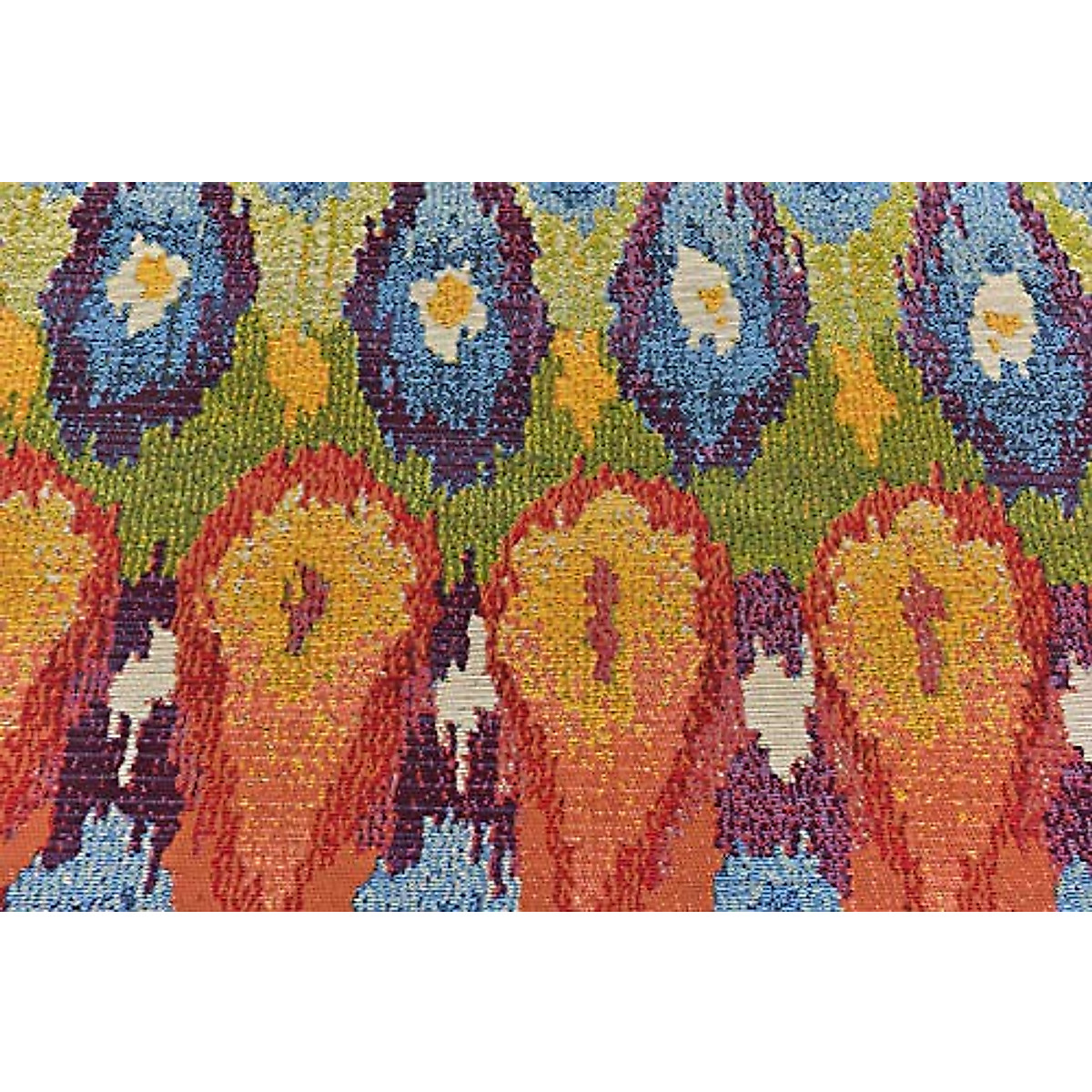 Unique Loom Outdoor Modern Collection Area Rug - Ikat (8' Round, Multi/ Burgundy)