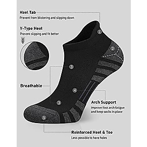 Airacker Ankle Athletic Running Socks Cushioned Breathable Low Cut Sports Tab Socks for Men and Women (6 Pairs)