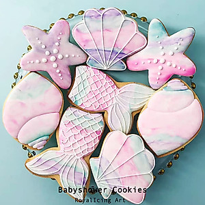 Q-BAKER Mermaid Cookie Cutters,Mermaid tail, Starfish, Seashell-Stainless Steel Holiday Cookie Cutters Shapes for Baking Gift