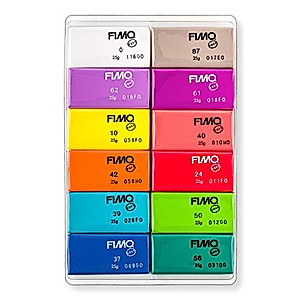STAEDTLER 8023 C12-2 FIMO Soft Oven Hardening Modelling Clay 12 x 25 g Blocks - Brilliant Colours