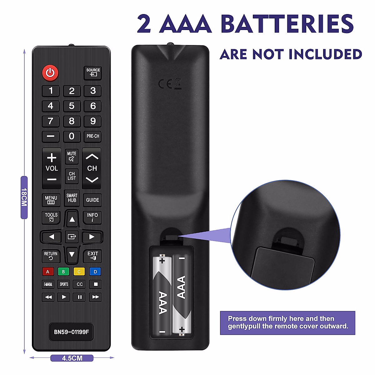 JNGKE Universal Remote Control for Only All Samsung TV, Samsung Remote for Samsung Smart TV LED LCD QLED 4K 3D Series, for All Samsung TV Remote Model Black