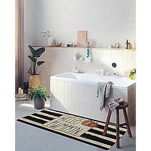 Thanksgiving Bath Mat for Tub,Non Slip Bathroom Floor Runner Rug Quick Dry & Absorbent Diatomaceous Earth Shower Sink Bedroom Kitchen Washable Doormat,Boho Polka Dot Pumpkin Black Stripes 20"x47"