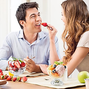 6 Pack Glass Dessert Cups with Spoons, Hlukana 5 oz Ice Cream Cups, Small Cute Dessert Bowls, Ice Cream Bowls for Birthday Party, Sundae Bar, Perfect for Dessert, Sundae, Fruit, Salad, Snack, Cocktail