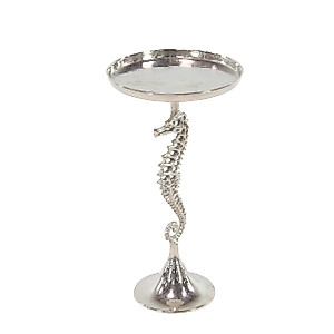 Deco 79 Coastal Aluminum Accent, Side Table 14" x 14" x 27", Silver