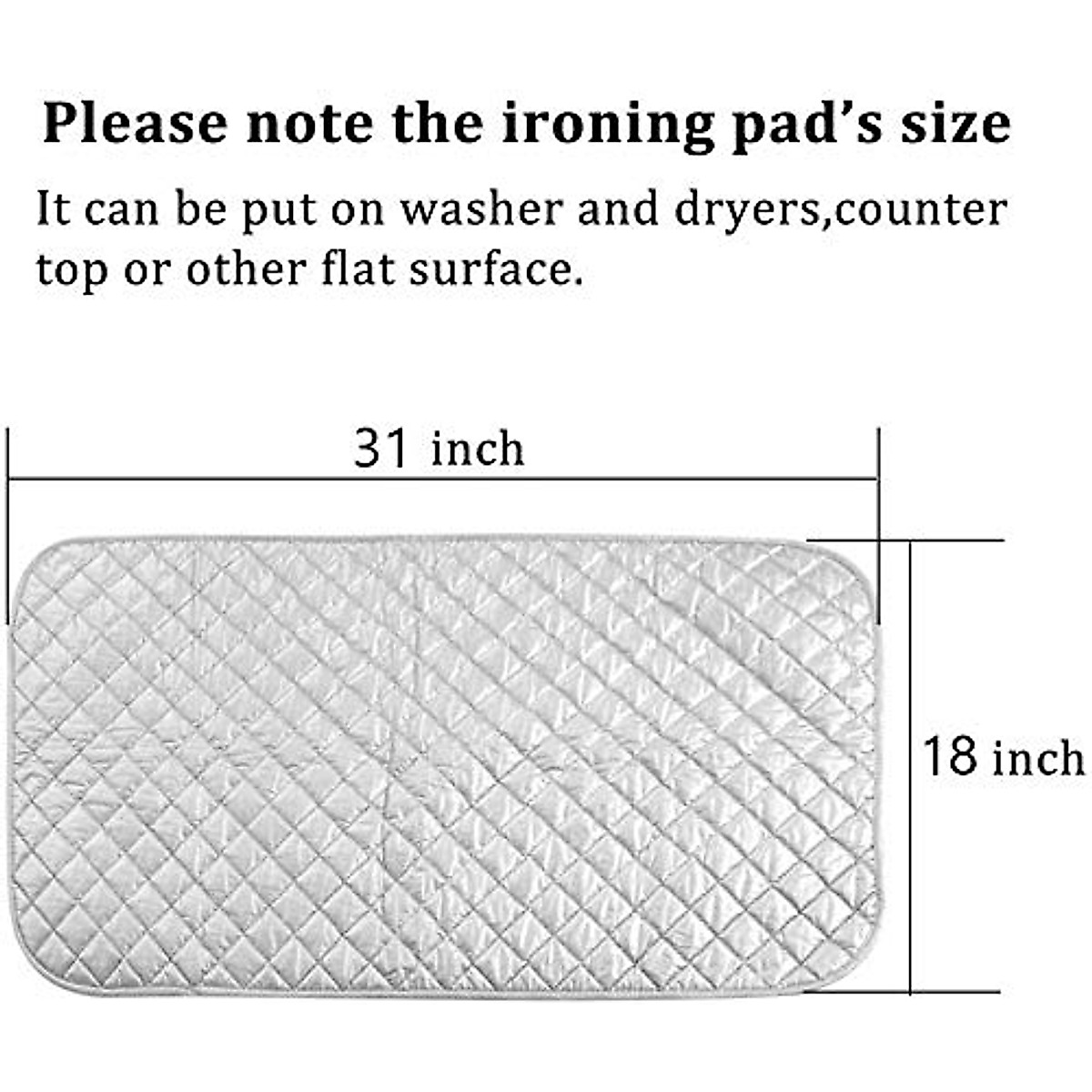 Ironing PadMat Iron Anywhere Portable Travel Ironing Blanket100%Cotton Quilted Protect Surfaces Weighted Corners Cover for Washer Dryer Table Top Countertop Small Ironing Board 18" x 31