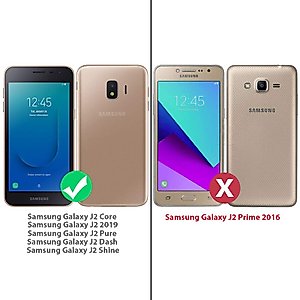 TJS Phone Case Compatible with Samsung Galaxy J2 Core/J2 2019/J2 Pure/J2 Dash/J2 Shine, Hybrid Shock Absorbing Carbon Fiber Back Hard TPU Inner Layer (Black)