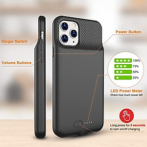 ZENEE Battery Case for iPhone 11 Pro Max/Xs Max, 7000mAh Slim Portable Protective Charger Case Extended Battery Charging Case for iPhone 11 Pro Max and iPhone Xs Max (6.5 inch), Black