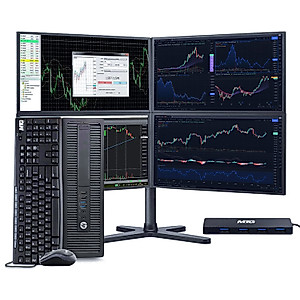 HP Trading Optimized PC Bundle Intel i5 6th Gen, 32GB RAM, 512 GB nvme SSD, 4 New 24” Monitors, 2 Network Cards, Trading Platform Support, MTG 4 in 1 USB HUB, MTG Keyboard Mouse Win 10 Pro (Renewed)