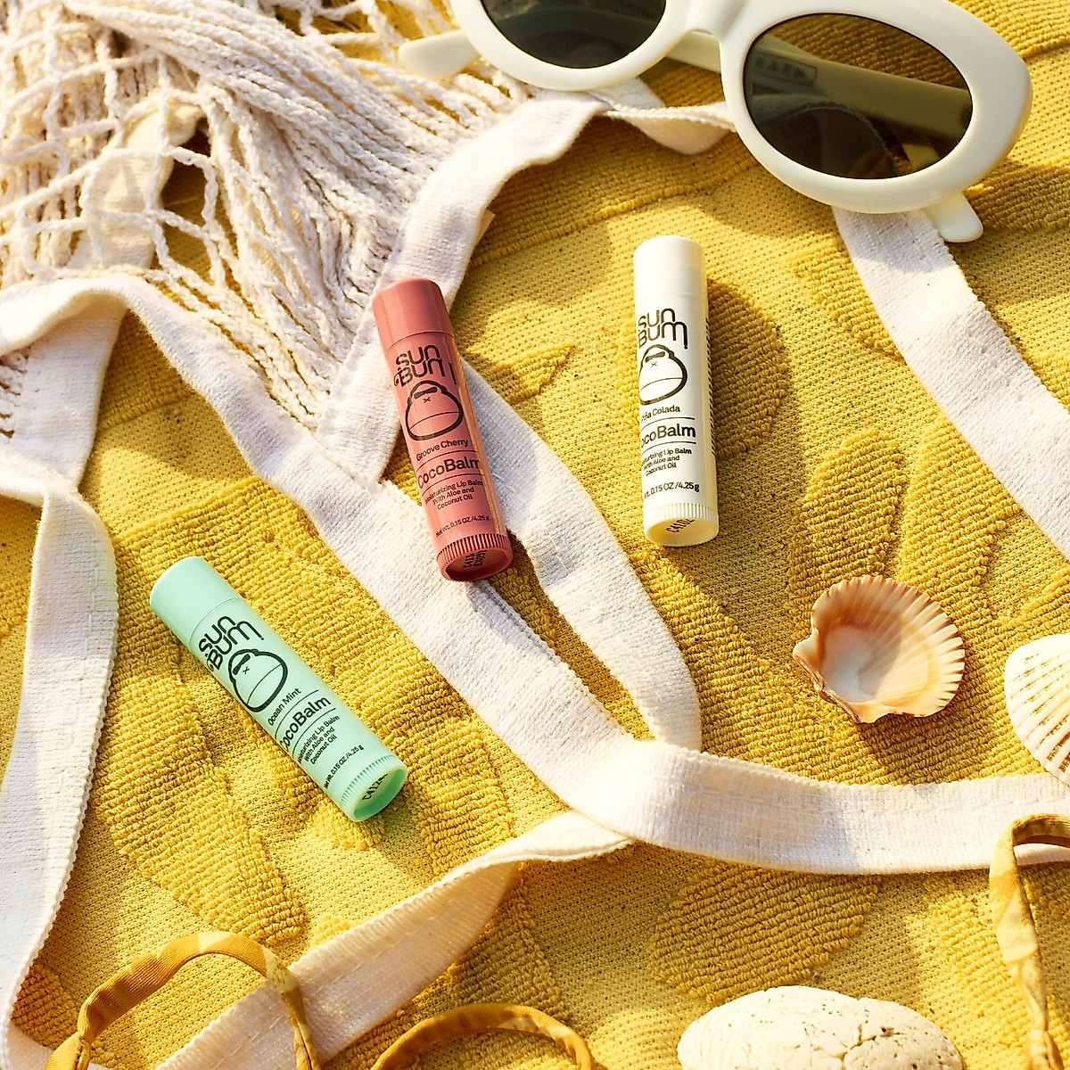 Sun Bum Cocobalm Lip Balm Variety Pack | Hydrating with Aloe | Hypoallergenic, Paraben Free, Silicone Free | 0.15oz Stick | 3 Flavor Variety Pack