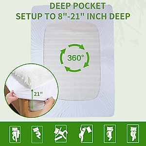 Mattress Topper with 1 Pillow Protector, Side Pocket, Waterproof Mattress Pad, Cooling Extra Thick Breathable Mattress Pad Cover,8-21” Deep Pocket-TwinXL Size