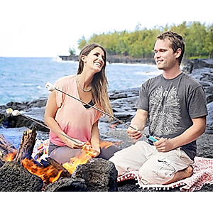 Marshmallow Roasting Sticks - Telescoping Smores Skewers and Hot Dog Forks - Perfect for Outdoor Cooking, Campfires & Fire Pits - with Carrying Case (4 Pack)
