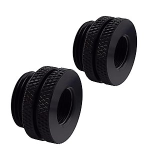MARRTEUM G1/4" Pass-Through Fittings Extender Connector with Sealed O-Ring for Computer Water Cooling System, Black, 2 Pack