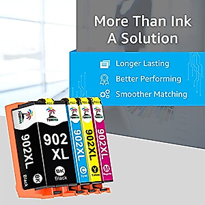 Palmtree Remanufactured Ink Cartridge Replacement for HP 902XL 902 XL Ink Cartridge High Yield Combo Pack to use with HP Officejet Pro 6978 6968 6970 6958 6962 6975 6960 6954 Printers (4-Packs)