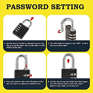 4 Pack Small Combination Lock，3 Digit Locker Lock with 9/16 in. Width Shackle，Small Combination Padlock for Luggage，Suitcase, Backpack